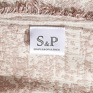 Cotton Fringed and Striped Throw Blanket for Bed, Couch,Knit Woven with Tassels Soft Lightweight Cozy Blanket Scarf Shawl Farmhouse Decoration for All-Season (Pink)
