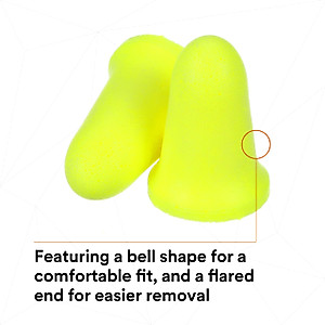 3M Ear Plugs, 200 Pairs/Box, E-A-Rsoft FX 312-1261, Uncorded, Disposable Foam Earplugs, Noise Reduction Rating NRR 33, Drilling, Grinding, Machining, Sawing, Sanding, Welding, 1 Pair per Poly Bag