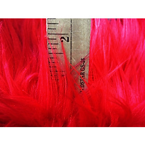 60'' Wide Faux Fur Luxury Shag Fire Red Fabric By the Yard