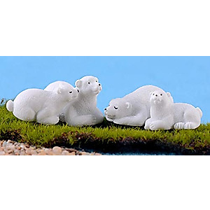 Exasinine Mini Animals Miniature Figurines Animals Model Fairy Garden Miniature Moss Landscape DIY Terrarium Crafts Ornament Accessories for Home Décor (Polar Bears, Set of 10)