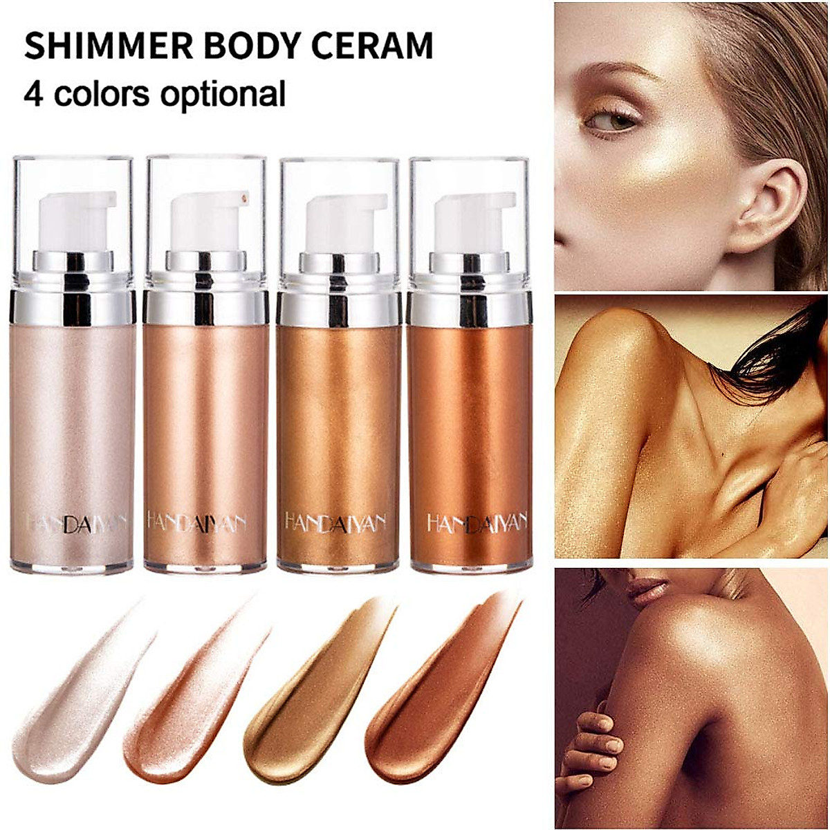 Go Ho Face Body Illuminator,Liquid Highlighter Makeup Drops,Moisturizing Face Luminizer,Waterproof Smooth Liquid Spray Shine Shimmer Glow Foundation Glitter Body Makeup(#2 Rose Golden)