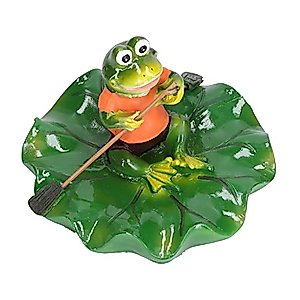 CHICIRIS Floating Leaf Frogs Ornament, Lifelike Durable Waterproof Resin Floating Frogs Leaf Exquisite High Grade Simulation for Garden Pool
