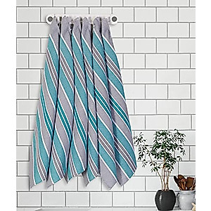 Waffle Stripe Kitchen Towel 18x28inch Teal Mercury,100% Cotton, Quick Dry, Tea Towels, Bar Towels, Highly Absorbent, Cleaning Towels, Kitchen Tea Towels, Pure Cotton, Absorbent Dish cloth Set of 4
