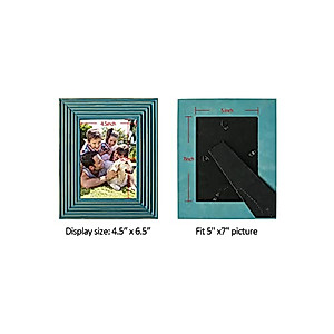 Robhomily 5x7 Picture Frame Blue 2 Pack 5x7 Distressed Wood Frame with Real Glass for Rustic and Farmhouse Home Decor