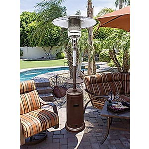 Hiland AZ 48,000 BTU Hammered Bronze Stainless Steel Patio Heater with Table