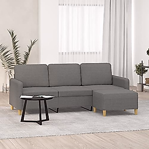 ULUYYUC Sofa Chair,Lounge Sofa Modern Sofa Funky Sofa Guest Sofa with Chaise Suitable for Living Room Apartment Home Office with Footstool Light Gray 23.6" Fabric