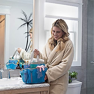 7 Pocket Shower Caddy Tote, Blue - Keep your shower essentials within easy reach. Shower caddies are perfect for college dorms, gym, shower, swimming and travel. Mesh allows water to drain easily.