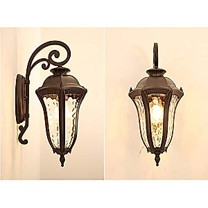 MUMUMI Waterproof Gate Villa Outdoor European Style Wall Lamp E27 Home Garden Creative Personality Coffee Color Wall Sconces Lights, Industrial Wall Light (Size : S)