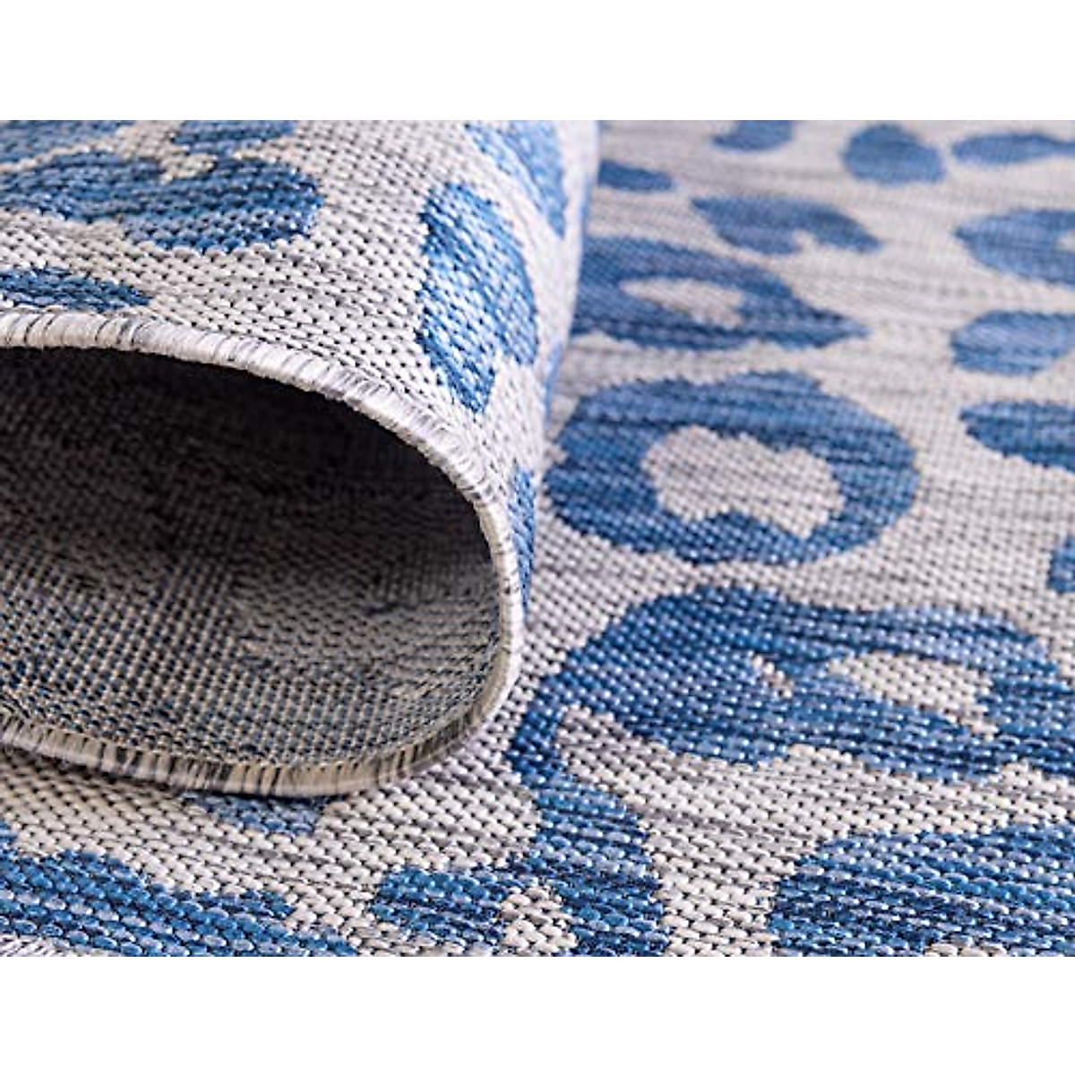 Unique Loom Outdoor Safari Collection Area Rug - Leopard (7' 1" x 10' Rectangle, Blue/ Gray)