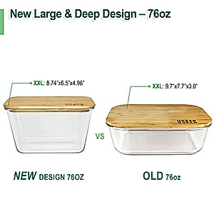 Urban Green Glass Container with Wood Lid, Glass food storage Container with Lids, Glass Meal Prep Containers Set, Glass Containers set (Natural-Bamboo-1p)