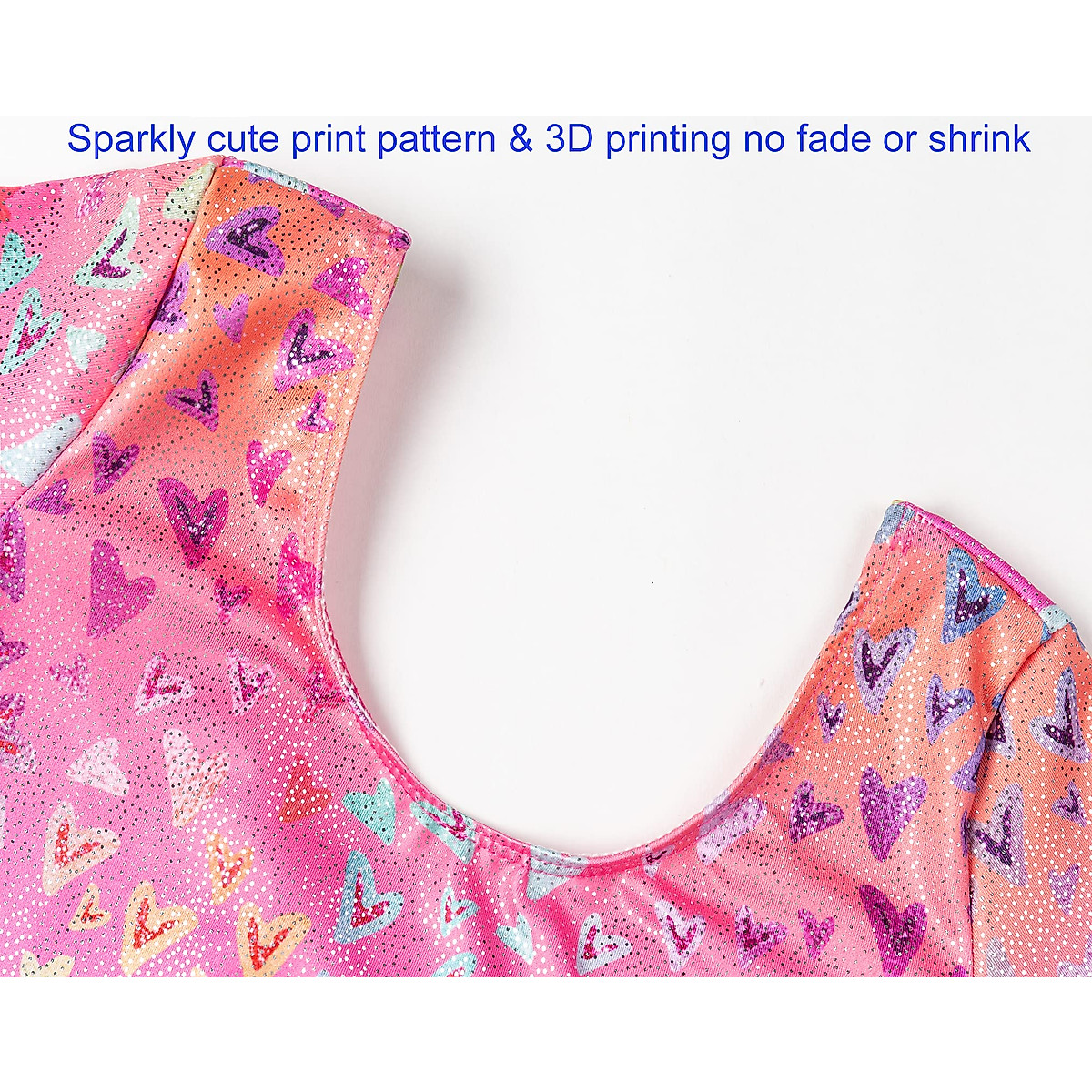 Domusgo Gymnastics Leotard for Girls Size 6-7 Years Old Pink Rainbow Loves Ballet Dancewear Sparkle Nenon Love Heart Outfits for Team Sport Hotpink