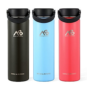 MOLI & BUNNY 22 oz Stainless Steel Water Bottle For Kids and Adults. Wide Mouth Vacuum Insulated Water Bottle For Sports and Travel. BPA Free Modern Leak Proof Water Bottle