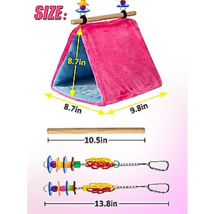 Winter Warm Bird Nest House, Double-Sided Birds Bed for Cage, Hammock Snuggle Hut with Chew Toy and Durable Wooden Stick for Cockatiels Parakeet African Grey Macaws Amazon Parrots