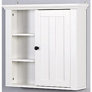 Majnesvon Small Wall Mounted Bathroom Wall Cabinet,Kitchen Cabinet,Medicine Cabinets,Storage Cabinet with 1 Doors and 2 Open Shelves for Bathroom, Livingroom, Kitchen, Cupboard(White)