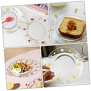NOLITOY 4 Pcs Tulip Flower Glass Plate Glass Dessert Plate Transparent Salad Plate Food Serving Plate Kitchen Salad Plate Glass Salad Plate Fruits Plate Household Tableware