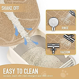 Heeyoo Cat Litter Mat, Large Kitty Litter Box Mat 47 x 35 Inches, Litter Trapping Mat with Waterproof and Non-Slip Backing, Keep Floors Clean, Soft on Kitty Paws