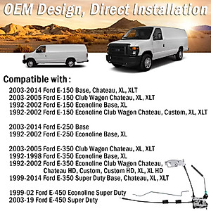 Rear Door Lock Latch Cable & Rod - Right Side - Fit for 1992-2019 Ford E150 E250 E350 Econoline Van, Back Cargo Door Latch Cables Kit Replaces# 8C2Z-15431A02-C AC2Z-15431A02-A 6C2Z-15431A02-AA