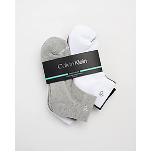 Calvin Klein Women's Athletic Sock - Cushion Quarter Cut Ankle Socks (6 Pack), Size 4-10, BlackWhiteGrey