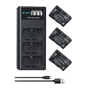 Artman 3-Pack 2750mAh LP-E6 LP-E6N Batteries and 3-Slot LCD Charger Compatible With Canon EOS R6 R5 R 90D 80D 70D 60D 60DA 6D 6D Mark II 5D Mark II/III/IV 5DS 5DS R 7D 7D Mark II XC15 XC10 BMPCC 4K/6K