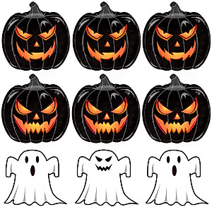 100 PCS Halloween Paper Plates and Napkins Black Pumpkin Orange Plates for Halloween Party Supplies Halloween Birthday Party Decorations