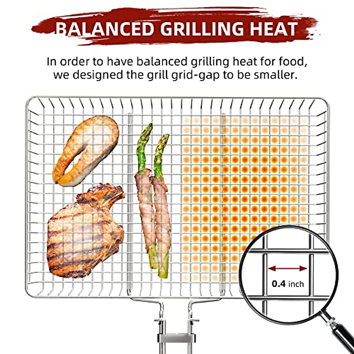 CEBERVICE Grill Basket Extra Large, SUS304 Food Safe Stainless Steel, Portable Folding BBQ Outdoor Camping Grilling Rack for Fish, Vegetables, Shrimp, Barbeque Griller Cooking Accessories, Grilling Gifts for Men, Dad, Father, Husband