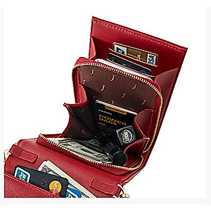 Hooshion Crossbody Cell Phone Purse for Women, Mini Shoulder Bag Wallet with Credit Card Slots (Pink)