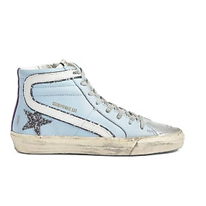Golden Goose Women's Light Blue Leather Slide High Top Sneakers (us_footwear_size_system, adult, women, numeric, medium, numeric_6)