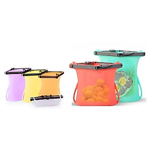 Reusable Silicone Food Storage Bags Dishwasher Safe Silicone Ziplock Bags for Food Storage Collapsible Reusable Food Storage Bags Microwave Safe Leakproof Silicone Freezer Bags