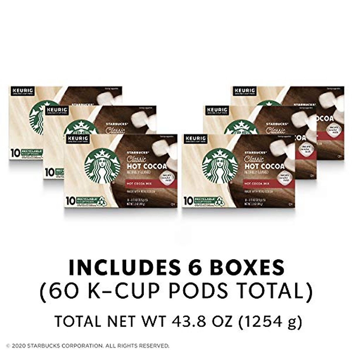 Starbucks Hot Cocoa K-Cup Coffee Pods — Hot Cocoa for Keurig Brewers — 6 boxes (60 pods total)