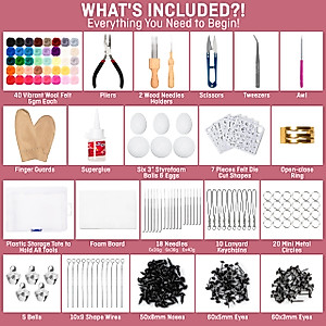 WOOLfully Fun Needle Felting Kit - Beginner Art Craft Kit - Wool Roving, Styrofoam Balls & Eggs - DIY Decor for Adults