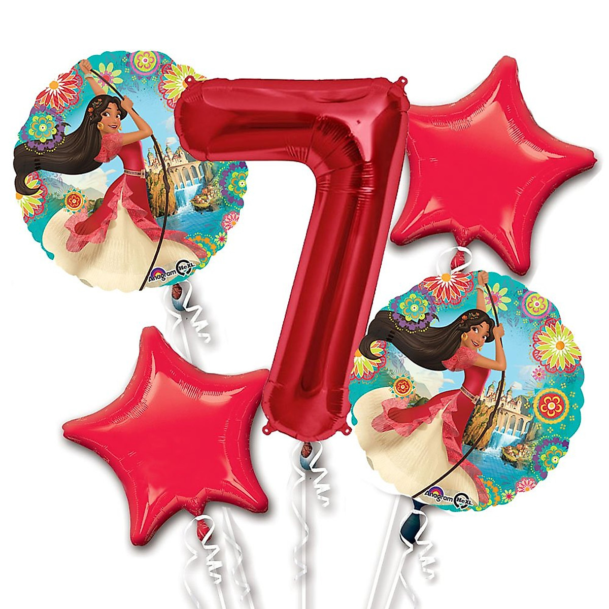 Liphontcta Elena Balloon Bouquet 7th Birthday 5 pcs - Party Supplies