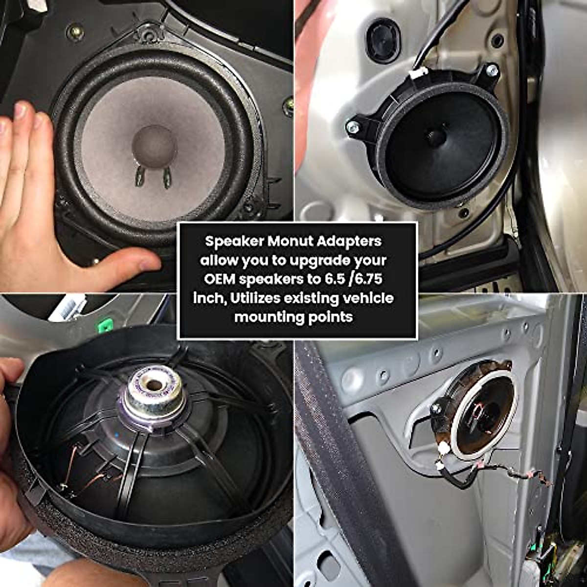 RED WOLF 6.5 Inch Door Speaker Adapter Spacer Ring Speaker Wire Harness Connector Compatible with Toyota 1998-2015, Scion 2004-2014 Aftermarket Speaker Adapter Bracket Wiring Cable Plug Install