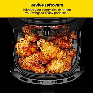 Chefman TurboFry 2-Quart Air Fryer, Dishwasher Safe Basket & Tray, Use Little to No Oil For Healthy Food, 60 Minute Timer, Fry Healthier Meals Fast, Heat And Power Indicator Light, Temp Control, Black