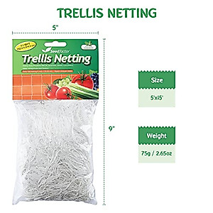 Seedfactor 5 x 15 ft. Plant Trellis Netting, Heavy-Duty Polyester Grow Net, Garden Trellis Netting with Square Mesh for Climbing Plants, Vegetables, Fruits, and Flowers, 1-Pack