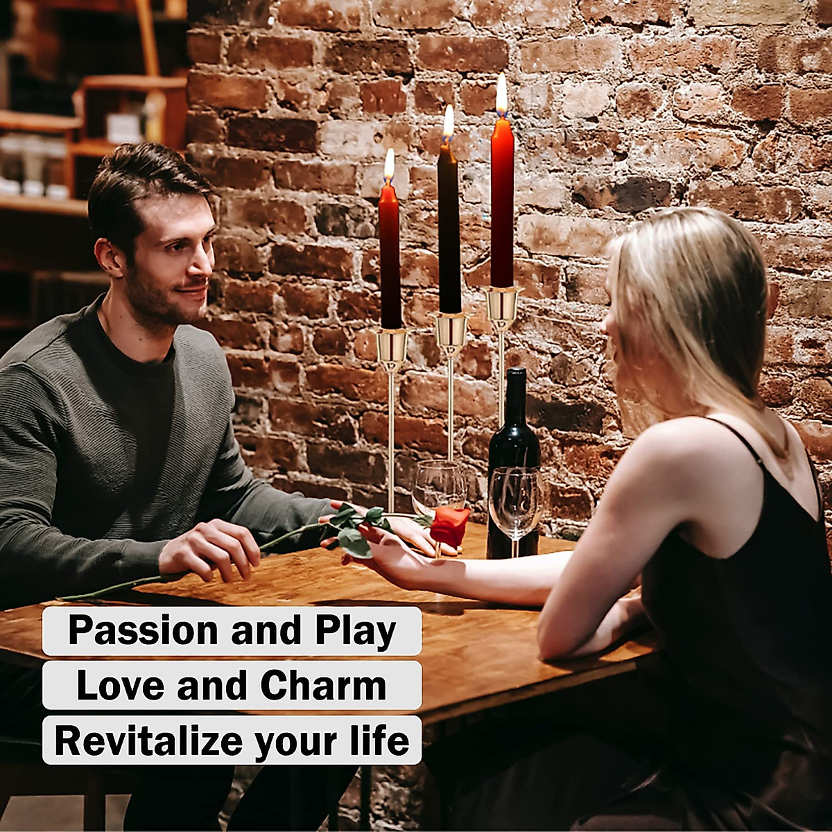 WEIHAI Low Temperature Candles, Wax Play Candles, Romantic Dripping Candle for Valentines, Couples, Weddings, Home Decor-2Pack, Black and Red