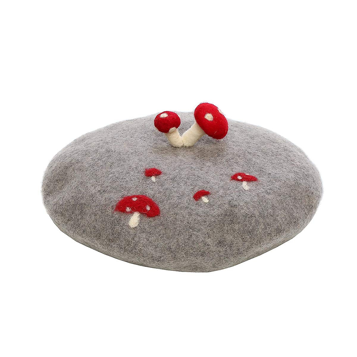 Zasy Mushroom Beret Hat Handmade Wool Felt Cap Costume hat Women Girls Winter Autumn Cosplay (Mush)