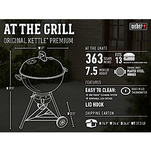 Weber Original Kettle Premium Charcoal Grill, 22-Inch, Black