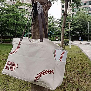 YHSHYZH Baseball tote Handbag Purses with Zippers Pockets & 5D Print 20 Oz Skinny Tumbler Packets Gifts for Baseball Mom Team Fans(white, x-large)