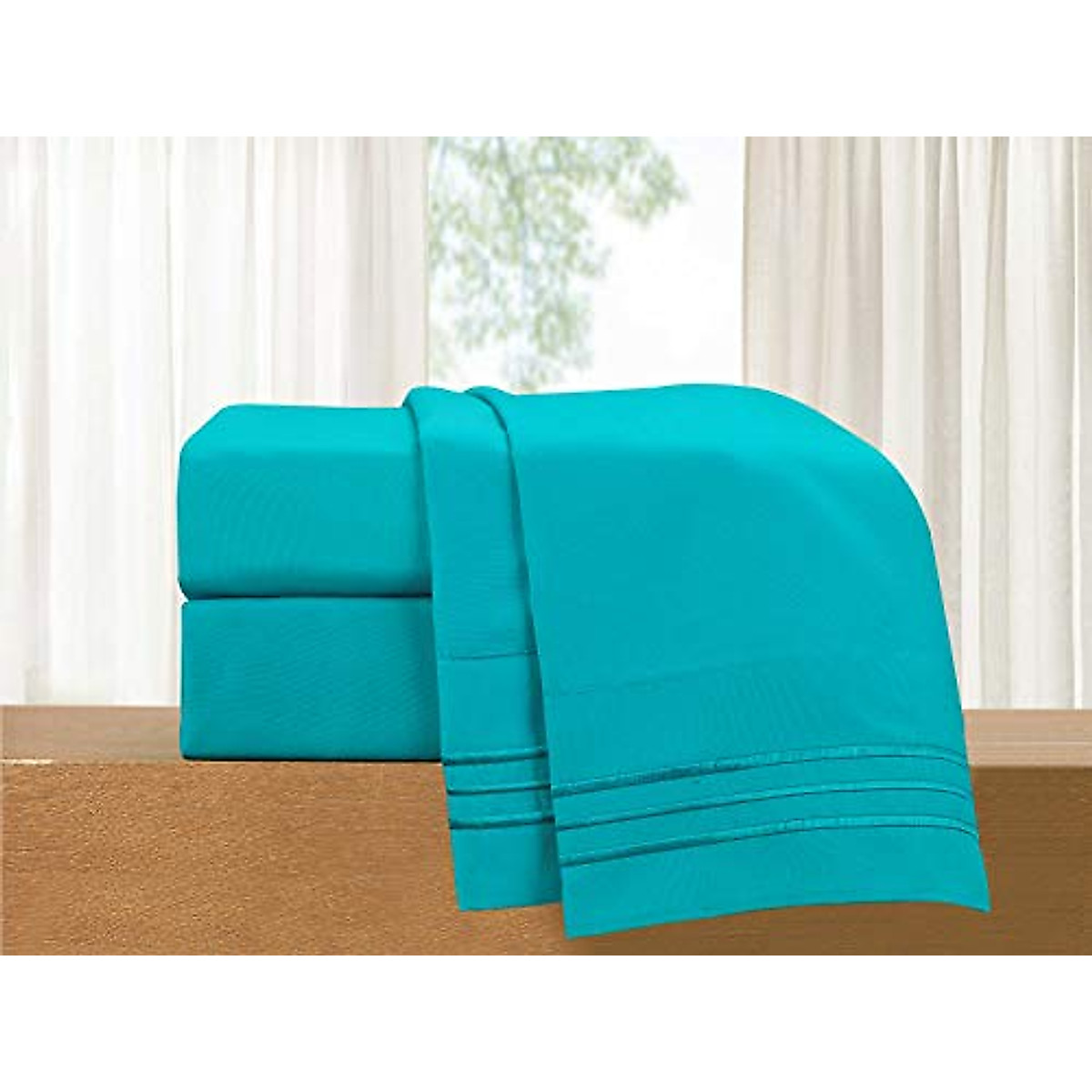 Elegant Comfort Luxury 4-Piece Bed Sheet Set - Luxury Bedding 1500 Thread Count Egyptian Quality, Wrinkle Resistant Cool & Breathable, Easy Elastic Fitted, King, Teal
