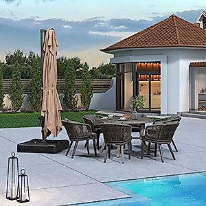 PURPLE LEAF 11FT Cantilever Outdoor Umbrellas Large Patio Umbrella Hanging Double Top Square Offset Umbrella with 360°Rotation Tilting Umbrella Outdoor Patio, Taupe