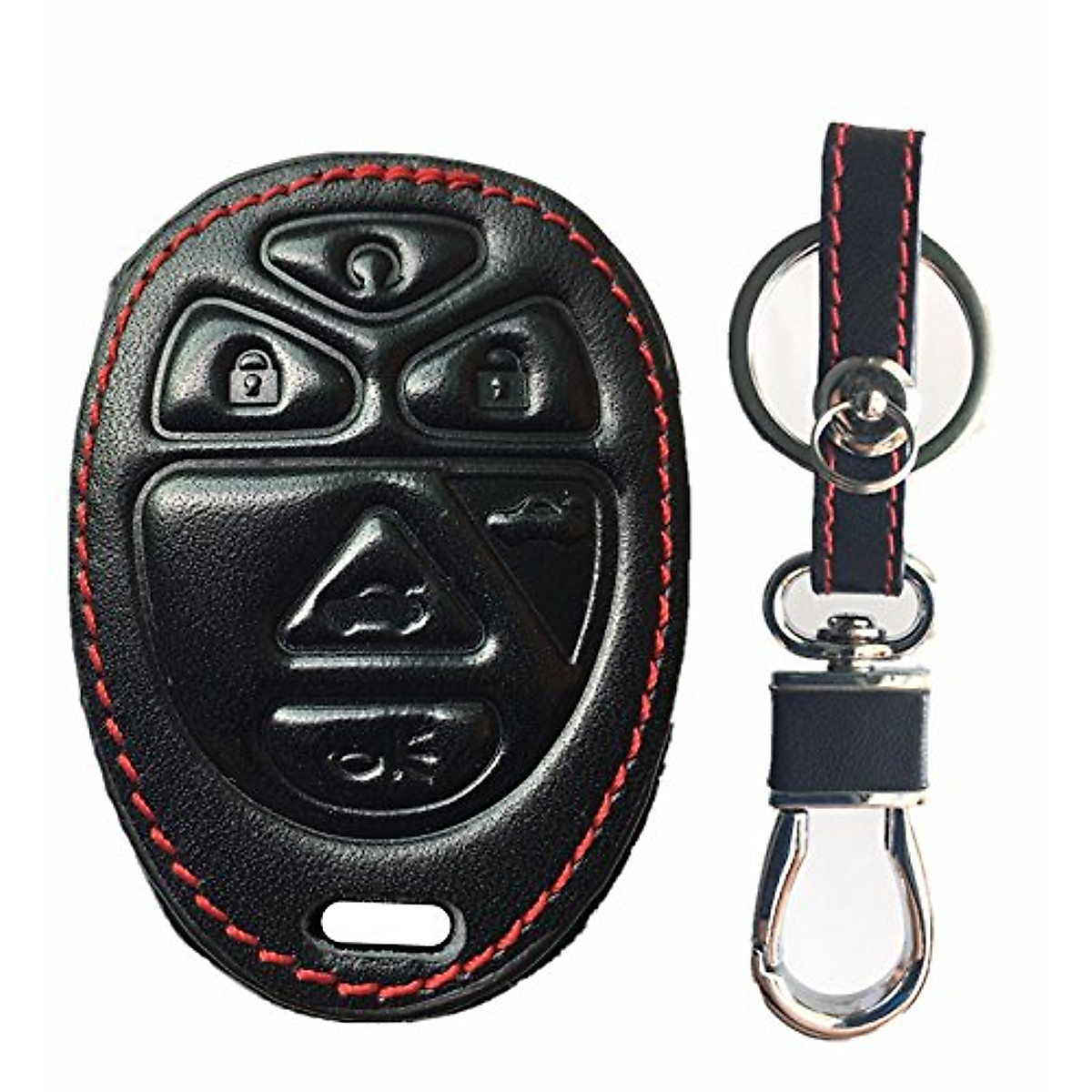 RPKEY Leather Keyless Entry Remote Control Key Fob Cover Case Protector Replacement Fit for Buick Cadillac Chevrolet GMC Saturn OUC60270 15913427 Remote Holder