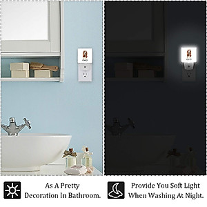 EVANLinsim Basset Hound Dog Night Light Plug in Set of 2, 0.5 W Led Night Lights for Kids Adults Boys Girls Babies, Auto Senor Dusk to Dawn for Reading Bathroom Bedroom Nursery Decorative