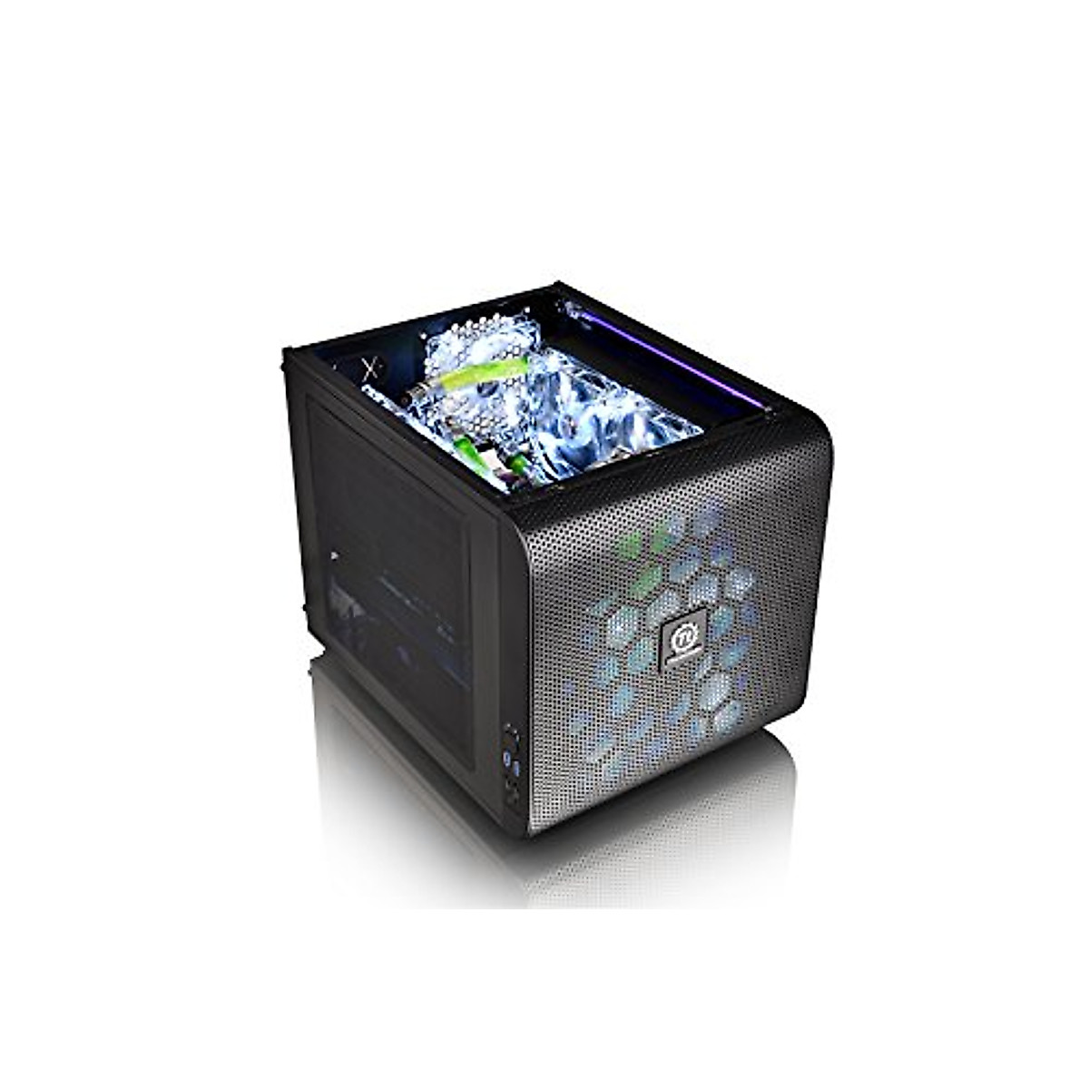 Thermaltake Core V21 SPCC Micro ATX, Mini ITX Cube Gaming Computer Case Chassis, Small Form Factor Builds, 200mm Front Fan Pre-installed, CA-1D5-00S1WN-00 Black