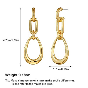 MUYAN 14K Gold Plated Geometric Link Drop Earrings for Women Classy Geometric Earrings Minimalist Jewelry for Lady Women
