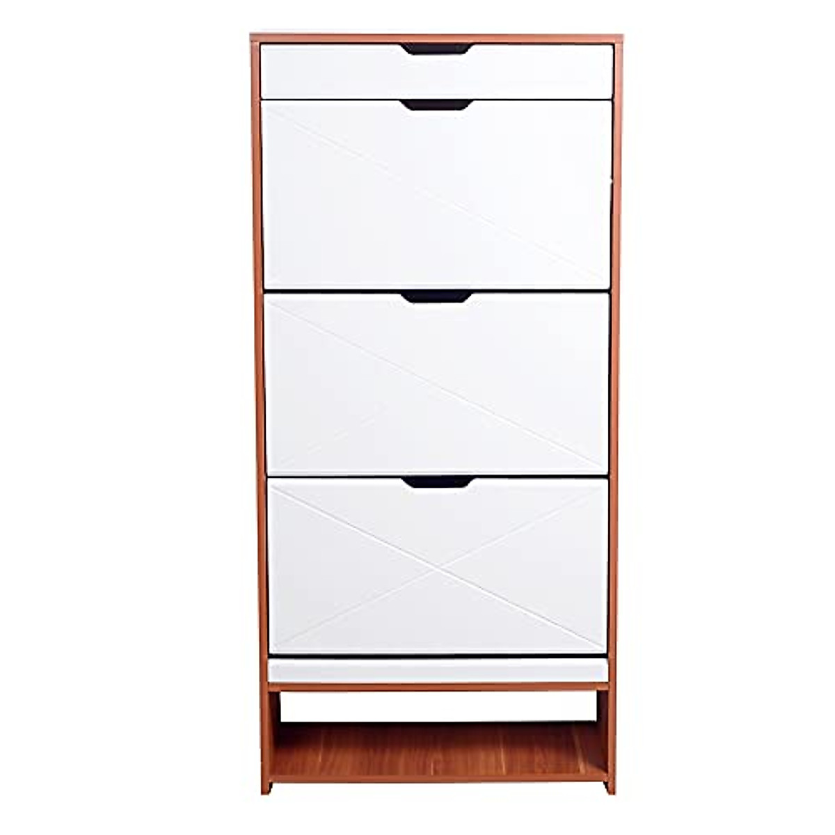 GLS Shoe Storage Cabinet Wood with Doors and Shelves,Shoe Storage Rack Organizer with 4 Fold Out Drawers for Bedroom & Mudroom & Entryway