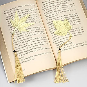 Tueascallk 4 Pcs Metal Bookmarks Golden Hollow Art Bookmark with Gift Card and Tassel
