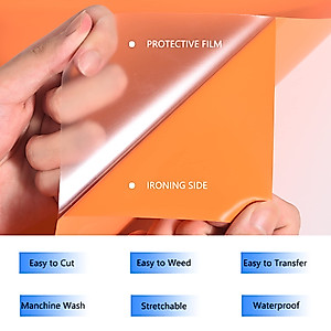 HTV Iron on Vinyl 12Inch by 25ft Roll HTV Heat Transfer Vinyl for T-Shirt HTV Vinyl Rolls for All Cutter Machine - Easy to Cut & Weed for Heat Vinyl Design (25ft, Orange)