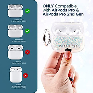 Case-Mate Apple AirPods Pro 2 Case Cover with Keychain (Silver) - Twinkle Stardust [Wireless Charging Compatible] [Front LED Visible] Cute Case for AirPods Pro 2 with Anti-Scratch, Shockproof Material