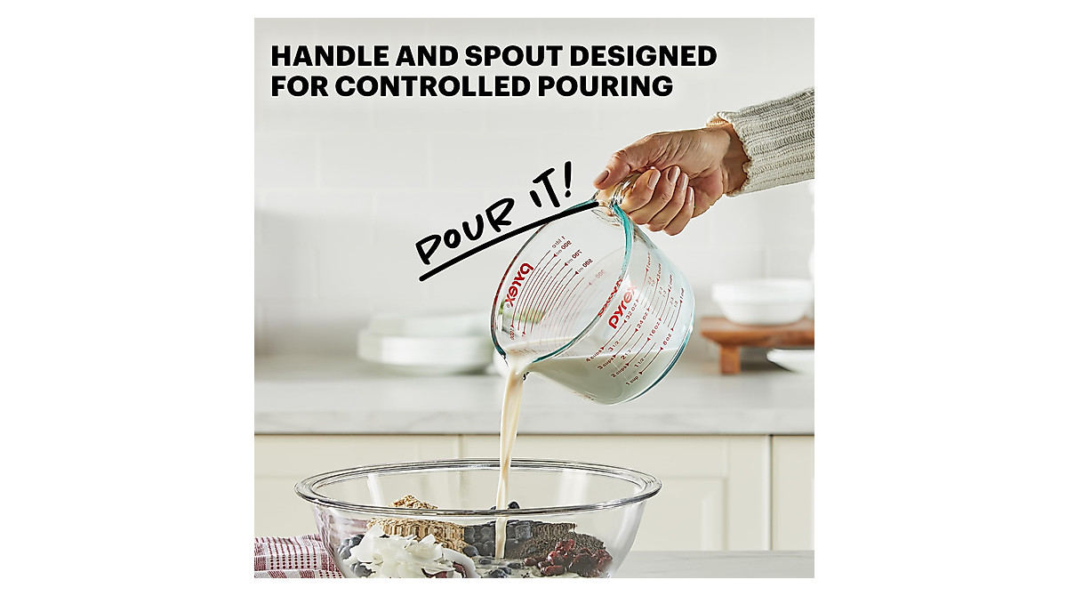 Pyrex 3 Piece Glass Measuring Cup Set - Easy Read & Pour