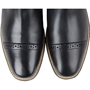 Huntley Equestrian Ladies Paddock Boot Premium European Leather With Classic Italian Burnish Finish YKK Zipper, Black, 10